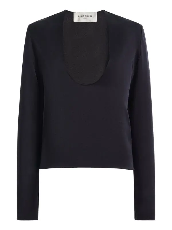 Burc Akyol Relaxed Satin Top - Dark Grey