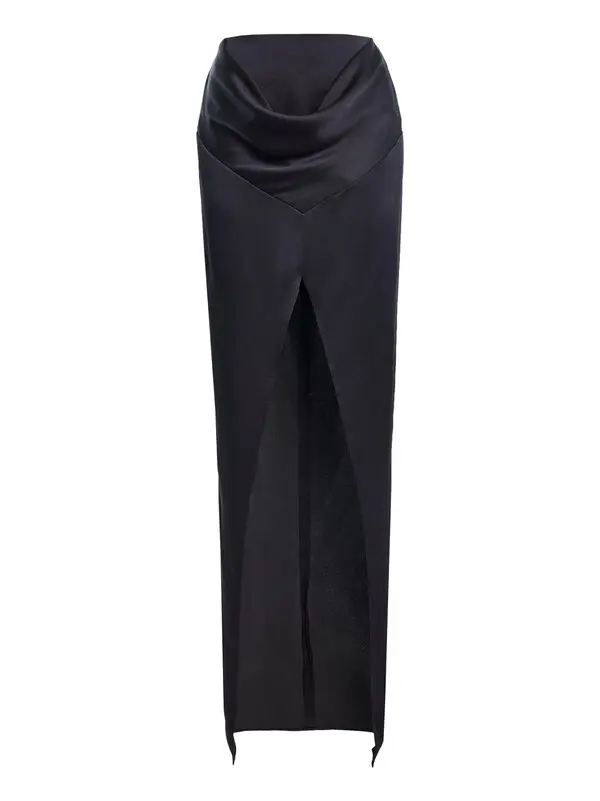 Burc Akyol Caryatid Satin Maxi Skirt - Dark Grey