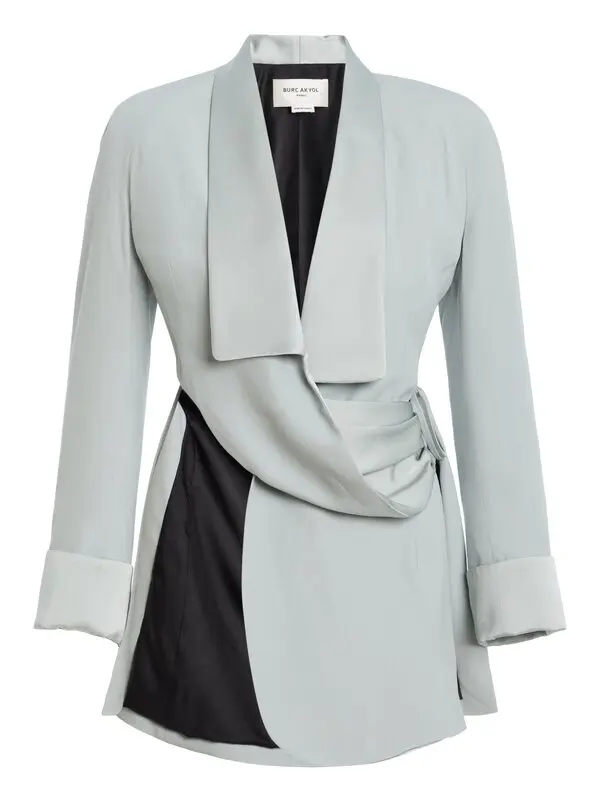 Burc Akyol Draped Crepe Blazer - Blue