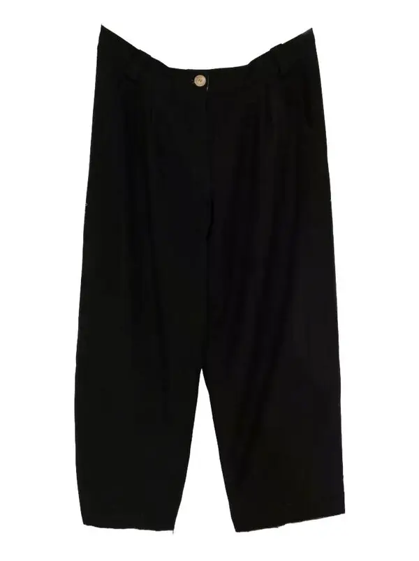 MARIA TURRI Pleated Frayed-edge Trousers - Black
