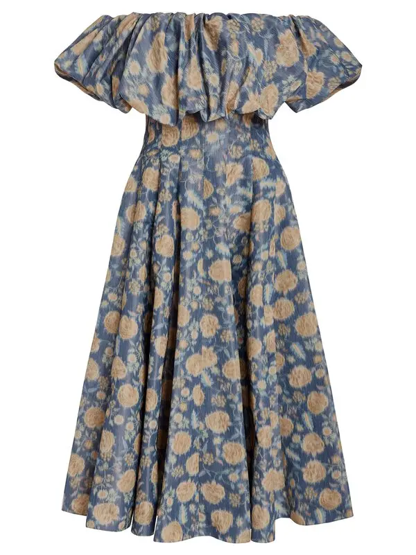 MARKARIAN Freesia Ikat Midi Dress - Blue