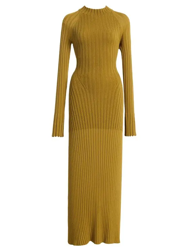 Proenza Schouler Roux Knit Midi Dress - Gold