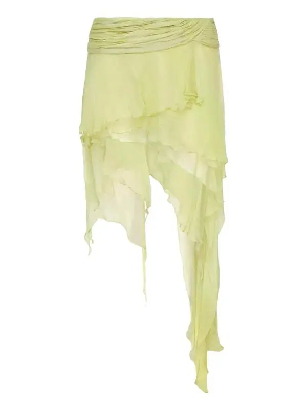 STOLEN STORES Fairy Ruffled Asymmetric Mini Skirt - Green