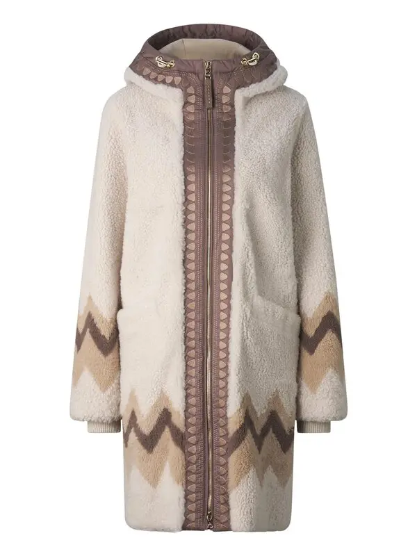 Bogner Niva Lambskin Coat - Cream/brown