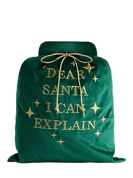 SELFRIDGES EDIT Dear Santa I Can Explain Velvet Sack 70cm - One-color