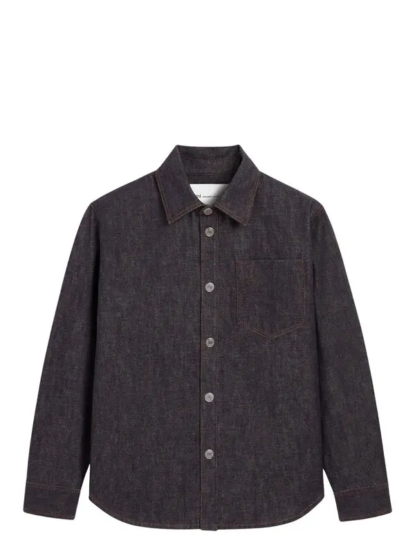 AMI Paris Cotton Overshirt With De Coeur 'indigo - Blue
