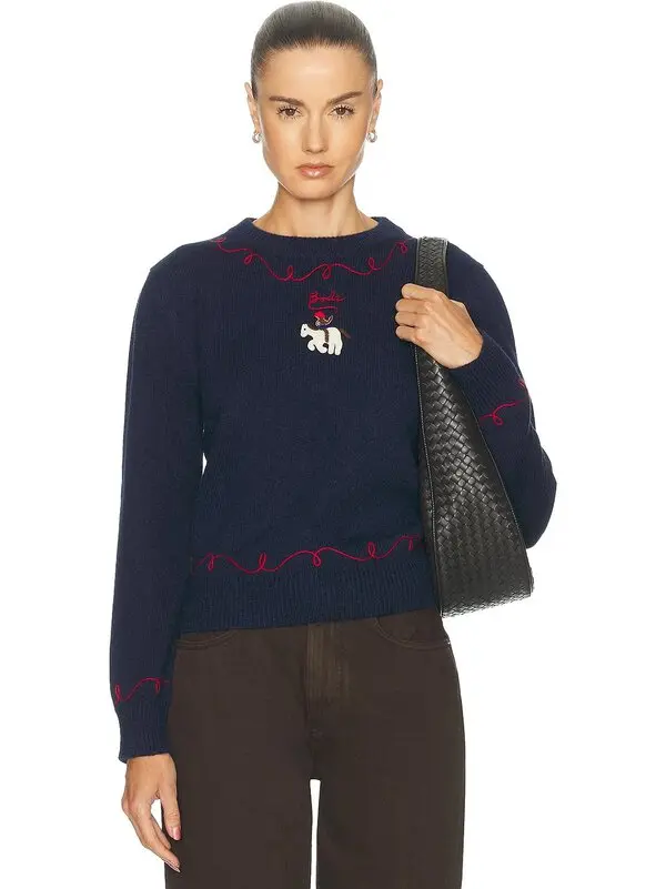 BODE Cowboy Appliqué Pullover Sweater - Navy