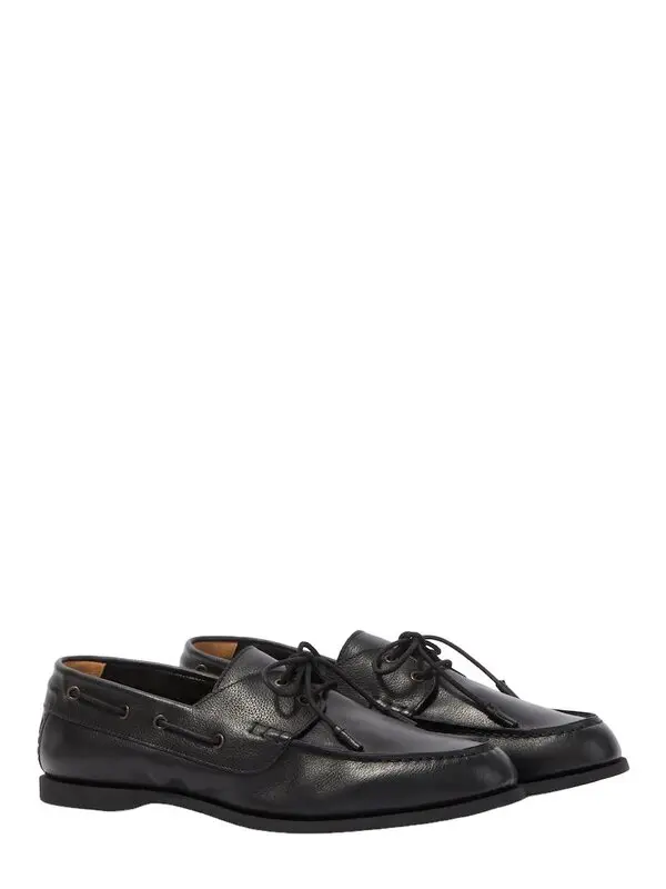 Frescobol Carioca Marina Leather Boat Shoes - Black
