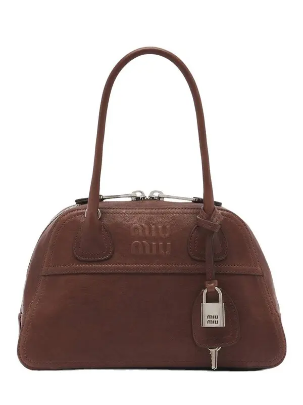 Miu Miu Vivant Leather Shoulder Bag - Brown