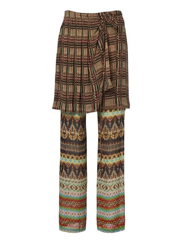 Dries Van Noten Printed Layered Wide-leg Pants - Multicoloured