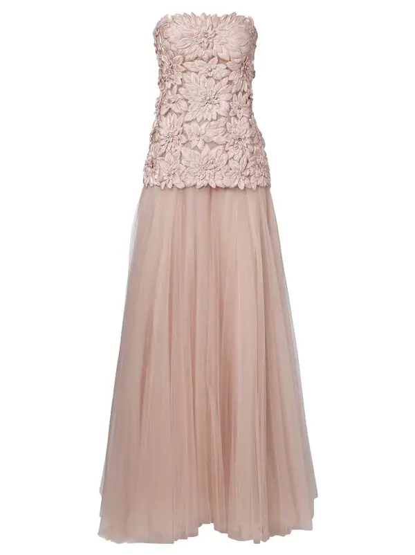 Costarellos Gisella Embellished Satin And Tulle Gown - Pink