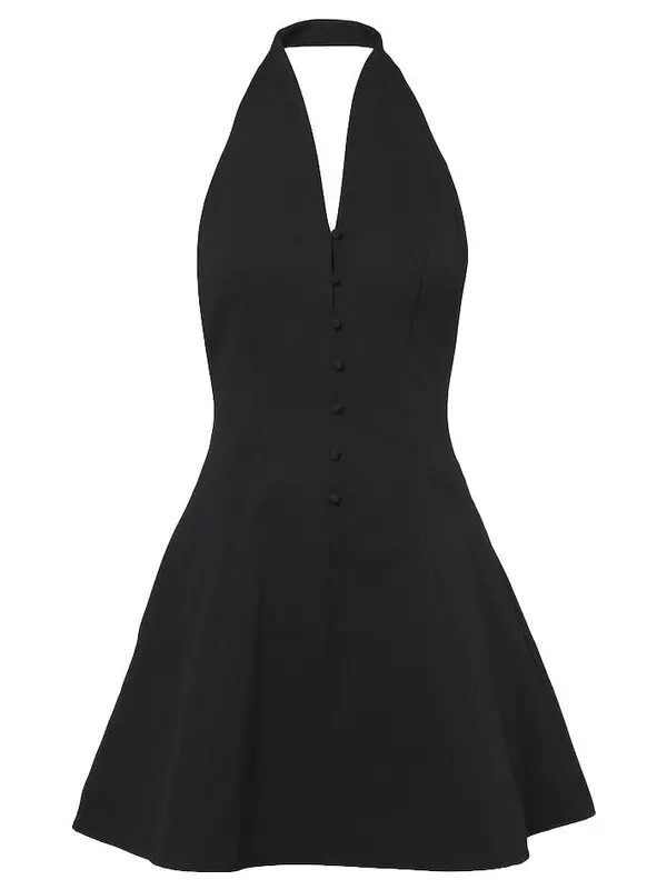Staud Stella Halterneck Cotton-blend Minidress - Black
