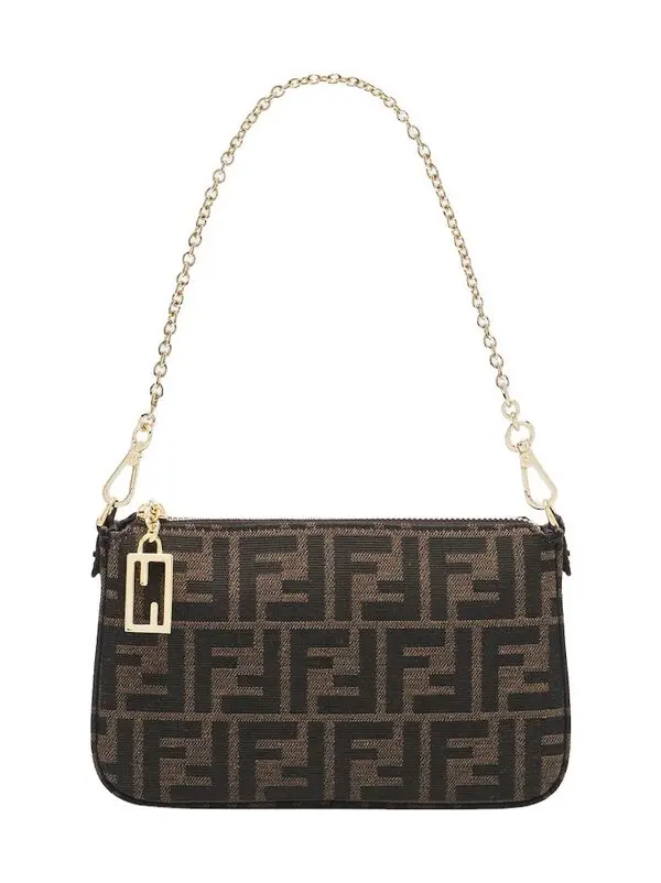 Fendi Tube Ff Zucca Pouch With Strap - Brown