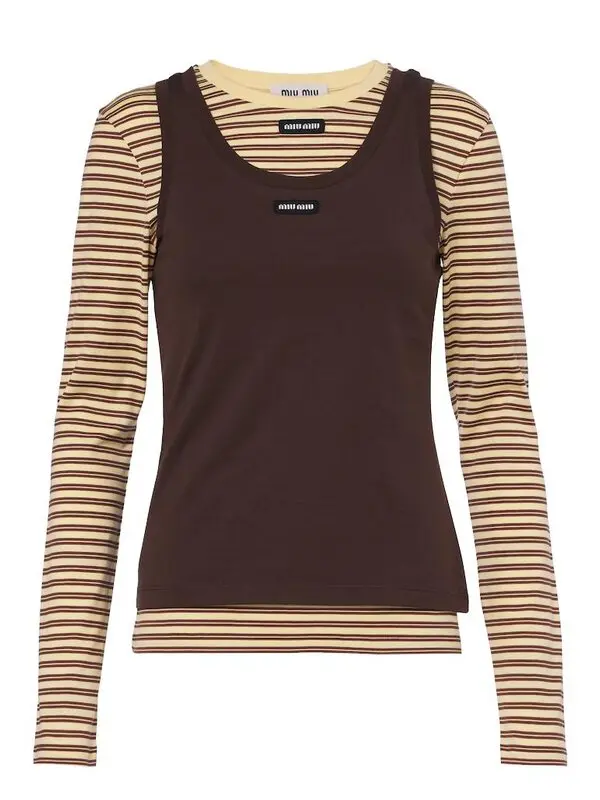 Miu Miu Cotton Jersey T-shirt And Tank Top Set - Yellow