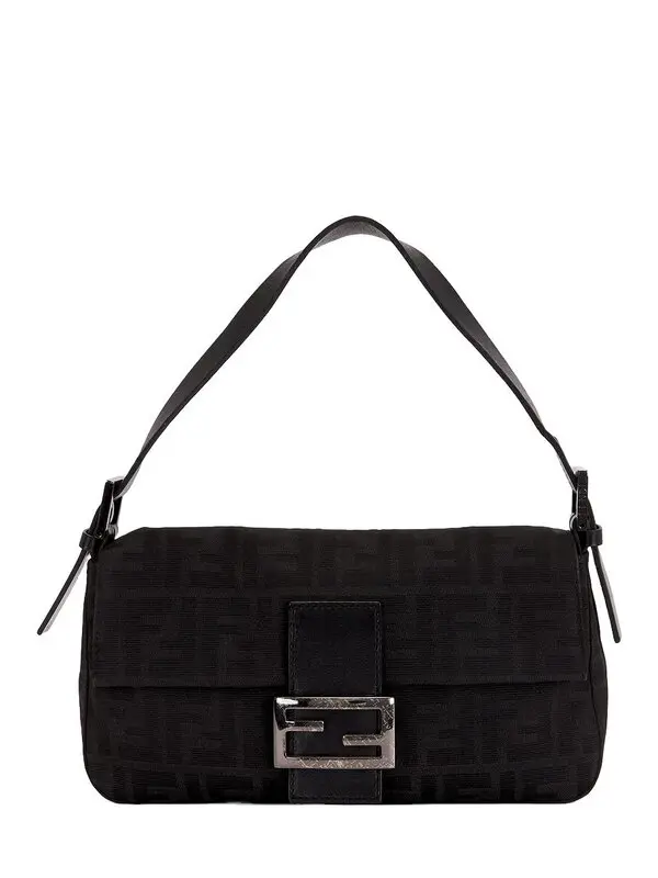 Fendi Zucca Baguette Shoulder Bag - Black
