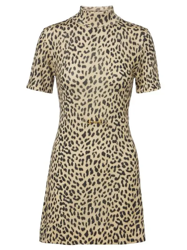 Rixo Kylie Leopard-print Wool Sweater Dress - Beige