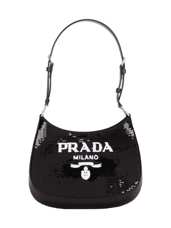 Prada Sequin Paillettes Cleo Shoulder Bag - Black