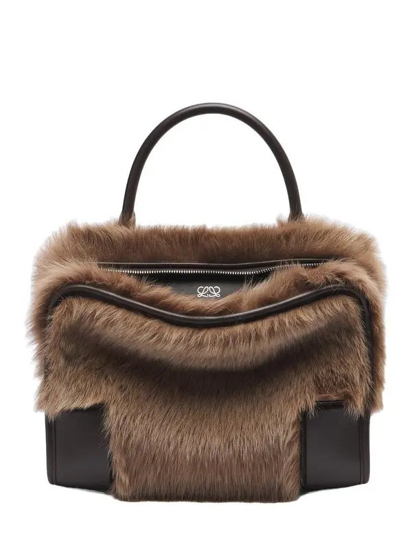 Loewe Amazona 180 Medium Shearling Top-handle Bag - Brown