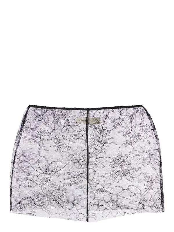 Khaite Tilly Sheer Lace Shorts - Black