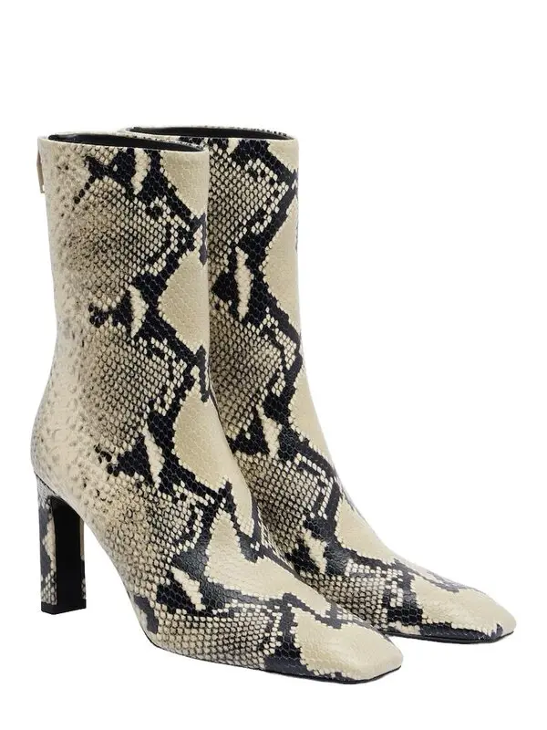TOTEME Snake-effect Leather Ankle Boots - Black