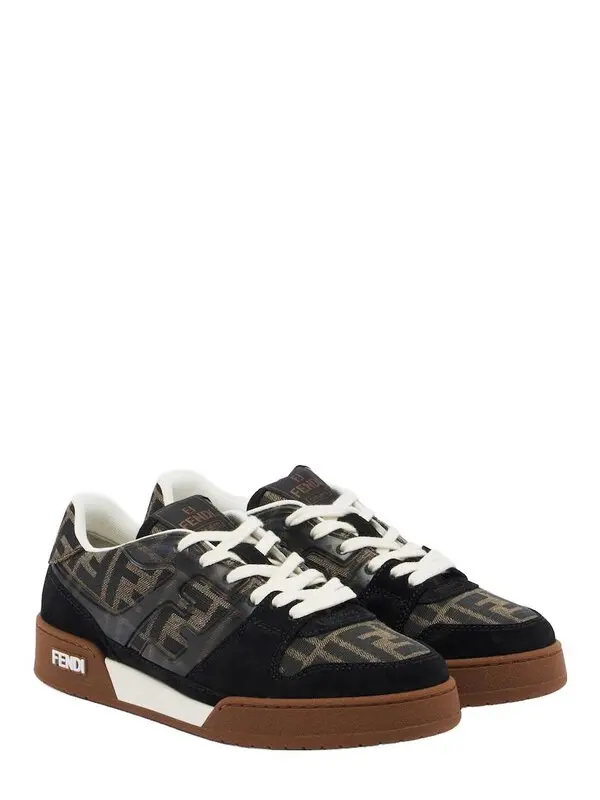 Fendi Match Jacquard Suede-trimmed Sneakers - Black