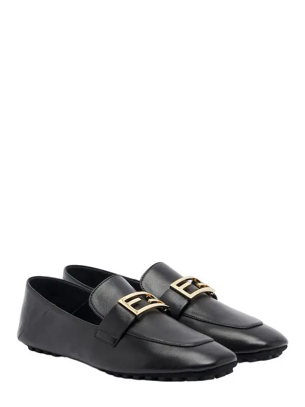 Fendi Tube Leather Driving Shoes - Black