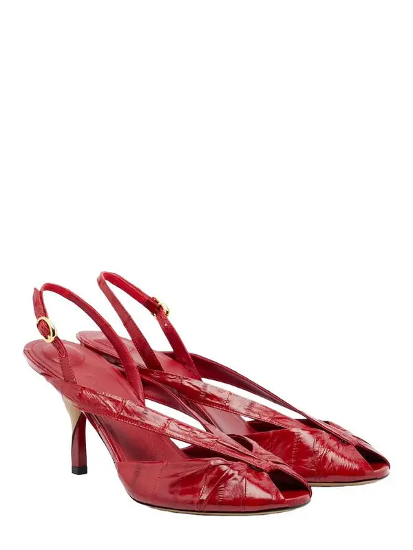 Jacquemus Poisson Leather Peep-toe Pumps - Red