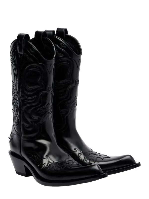 Acne Studios Bouni Leather Cowboy Boots - Black