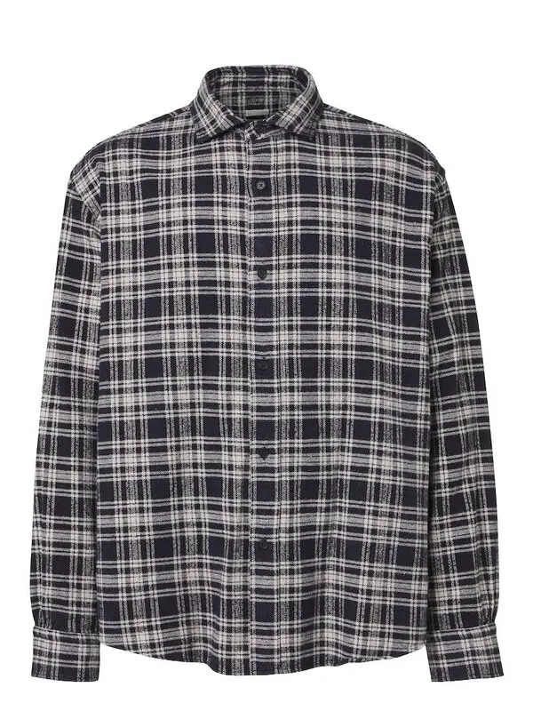 A.PRESSE Checked Cotton And Silk Twill Shirt - Blue