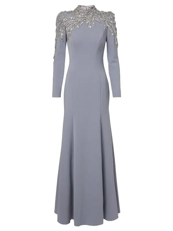 Jenny Packham Viper Crystal-embellished Gown - Grey