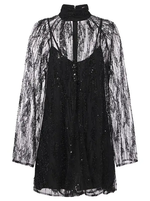 Staud Esther Embellished Minidress - Black