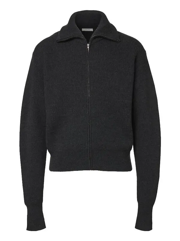 LEMAIRE Ribbed-knit Wool Zip-up Cardigan - Grey
