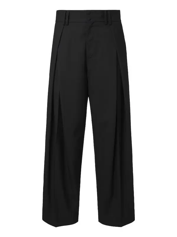 Dolce & Gabbana Pleated Wool Wide-leg Pants - Black