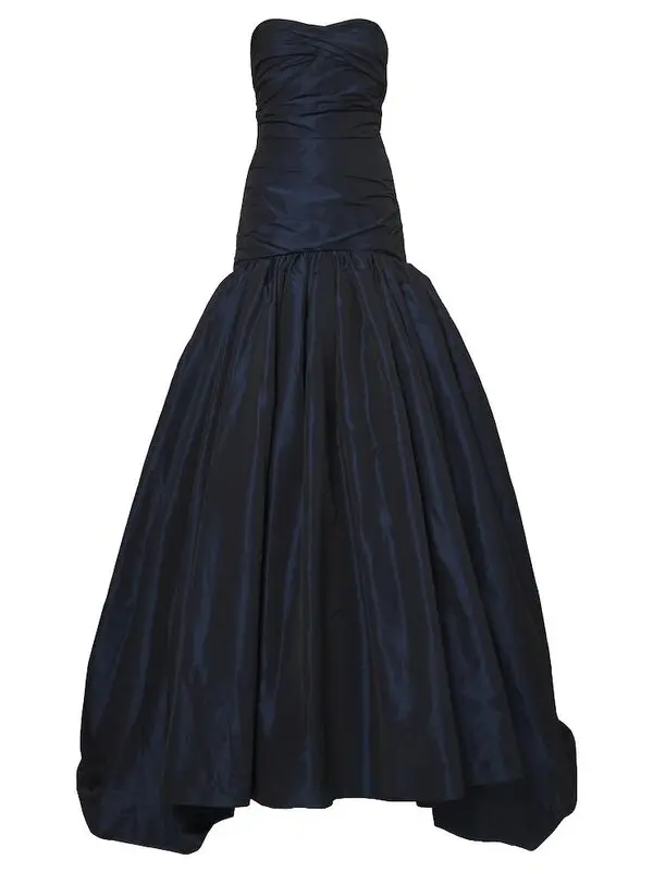 MARMAR HALIM Draped Taffeta Bustier Gown - Blue