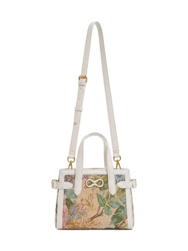 TWINSET Floral Print Canvas Handbag With Double Handle And Crossbody Strap - Multicolor