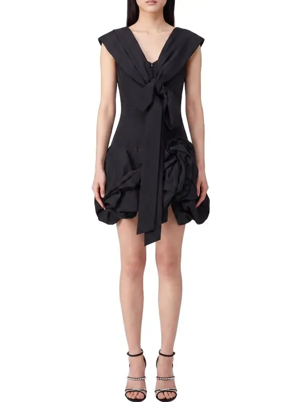 Magda Butrym Asymmetrical Draped Cotton And Silk-blend Mini Dress - Black