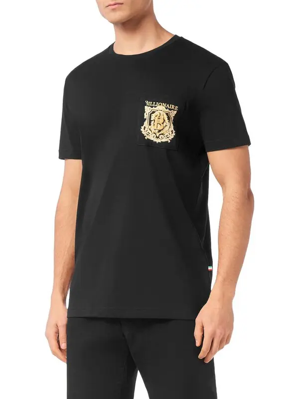 BILLIONAIRE Cotton Jersey T-shirt With Contrast Logo And Pocket - Black