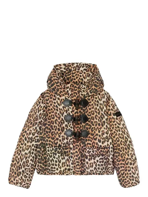 GANNI Mini Puffer In Leopard Nylon - Neutrals