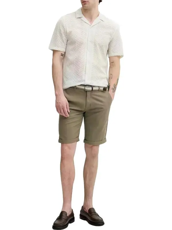 LINDBERGH Geometric-lace Camp-collar Shirt - Neutrals