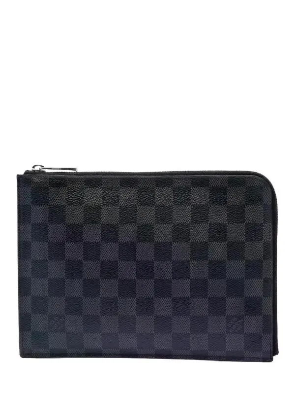 LOUIS VUITTON 2015 Damier Graphite Pochette Jour Pm Clutch Bag - Black