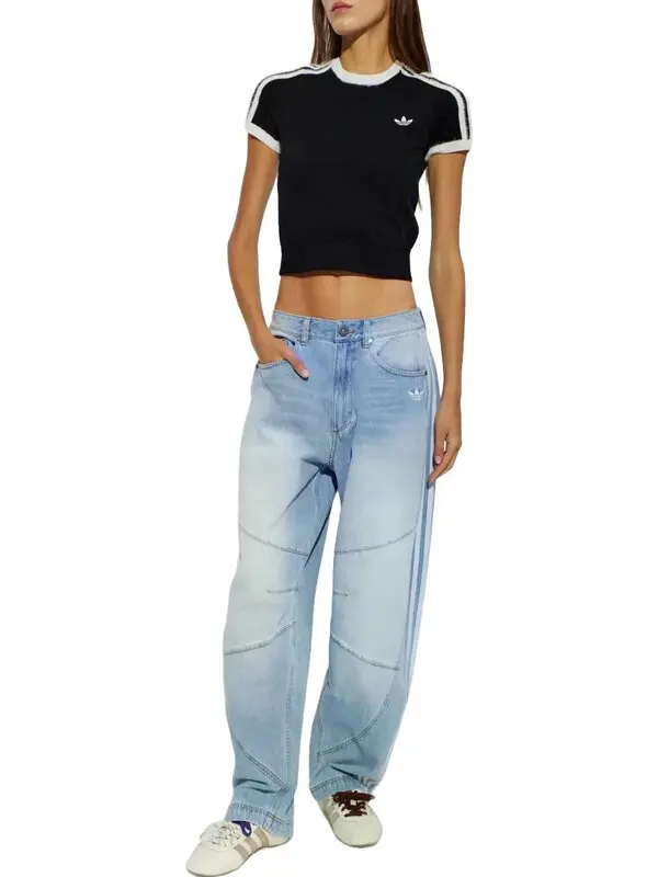 Adidas Side-stripe Tapered Jeans - Blue