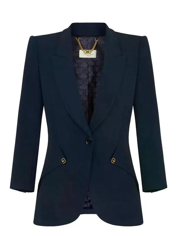 Elisabetta Franchi Jacket Made Of Lightweight Crêpe Fabric And Satin - Blue