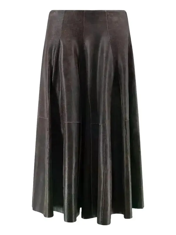 ALYSI Leather Midi Skirt - Brown