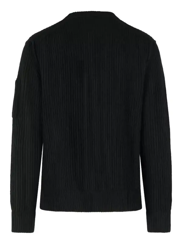 C.P. COMPANY Lens-detail Ribbed-knit Sweater - Black