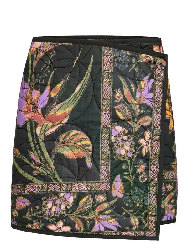 MARIE OLIVER Orca Quilted Floral-print Mini Skirt - Black