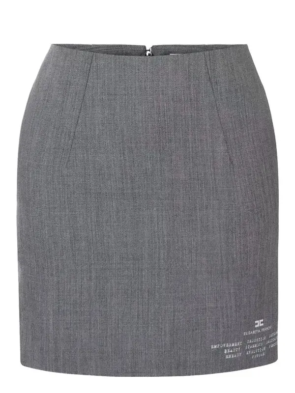 Elisabetta Franchi Wool Mini Skirt With Logo Print - Grey