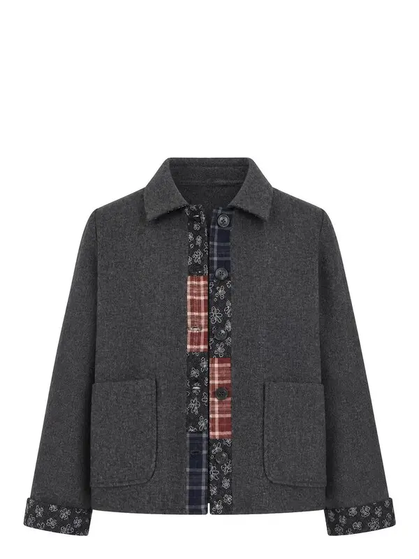 YUMI Patchwork Boxy Jacket - Grey