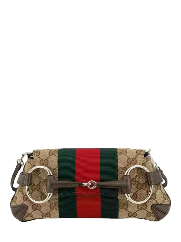 Gucci 2016-2026 Small Gg Canvas Horsebit Web Chain Satchel - Neutrals