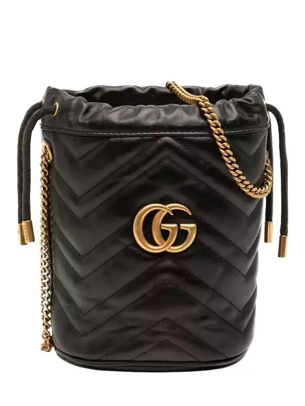 Gucci 2016-2026 Small Gg Marmont Matelasse Calfskin Bucket Bag - Black