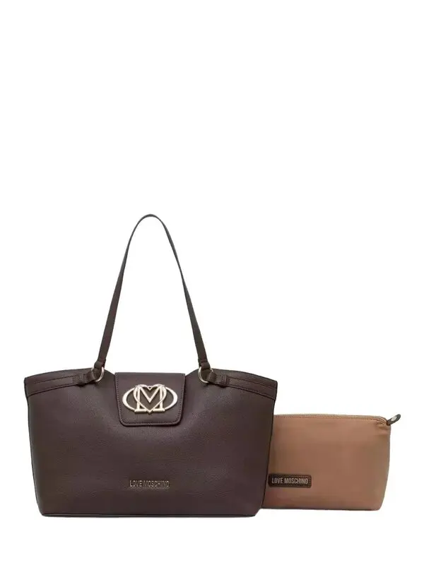 Moschino Logo-plaque Pebbled-effect Tote Bag - Brown